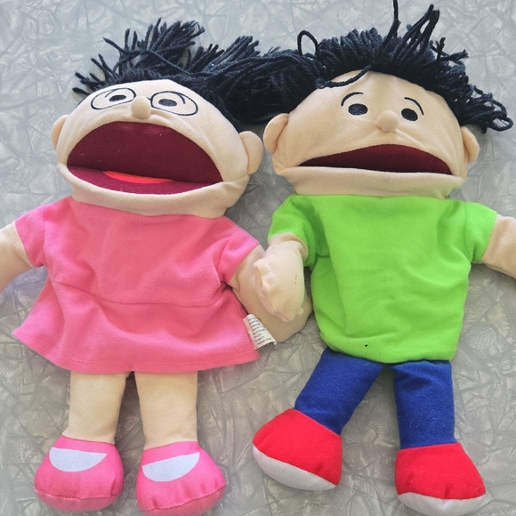 Source Unknown | Toys | Set Of 2 Hand Puppets Girl Boy Plush Storytime ...